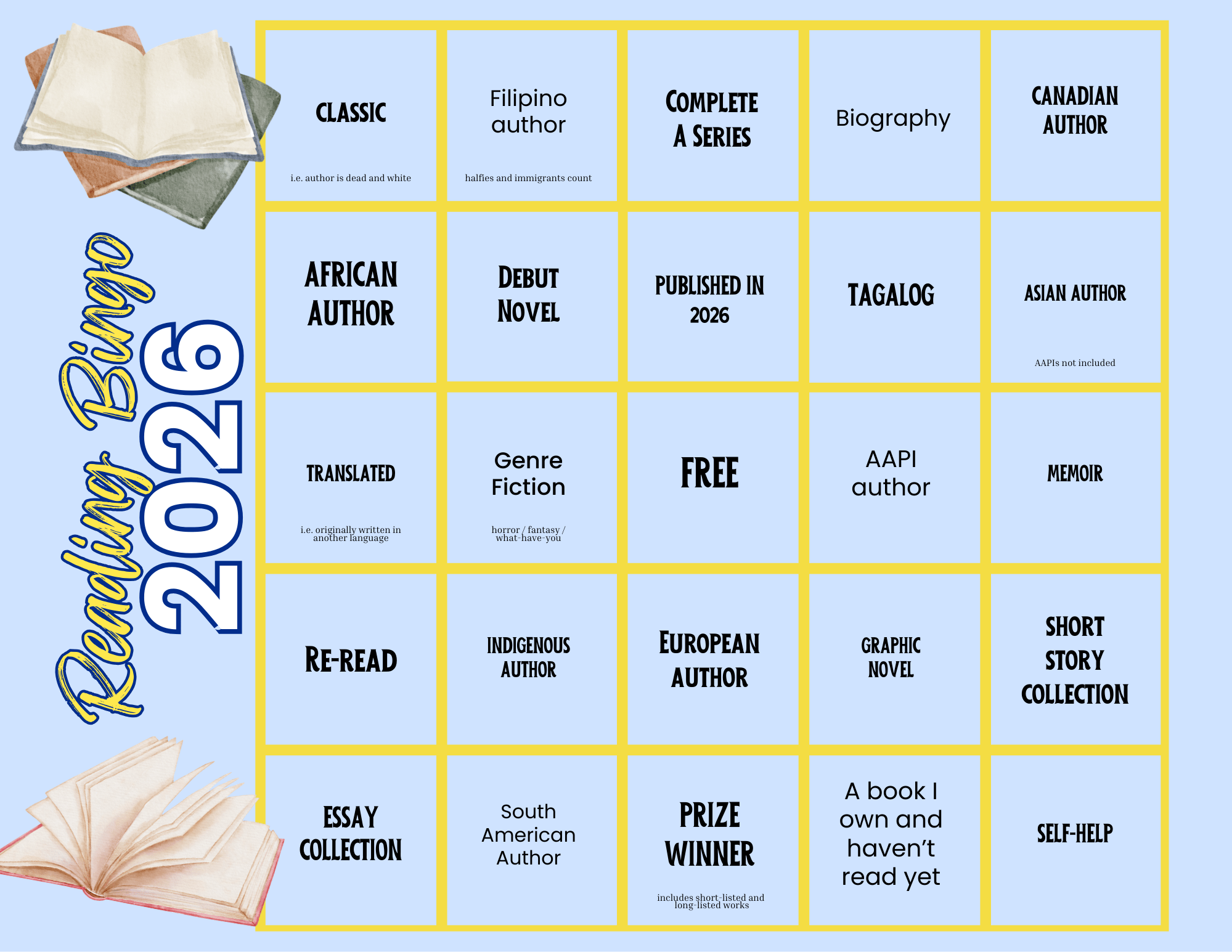 2026 reading bingo – sure. wait. what?